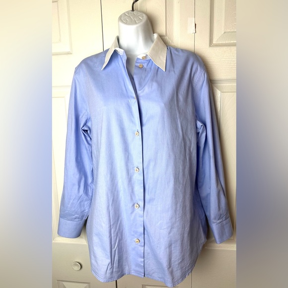 Gucci | Tops | Gucci Uniform Button Down Shirt Blouse Top Blue White ...